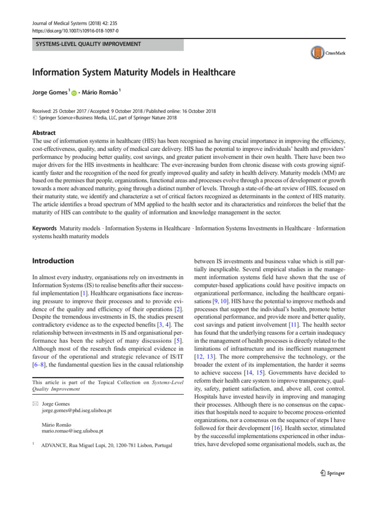 Healthcare Information Systems Maturity | PDF | Electronic Health ...