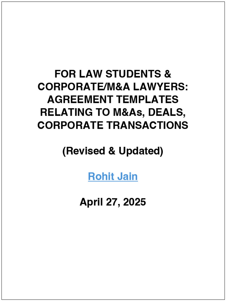 Corporate Transaction Agreement Templates 1745897652 | PDF | Mergers ...