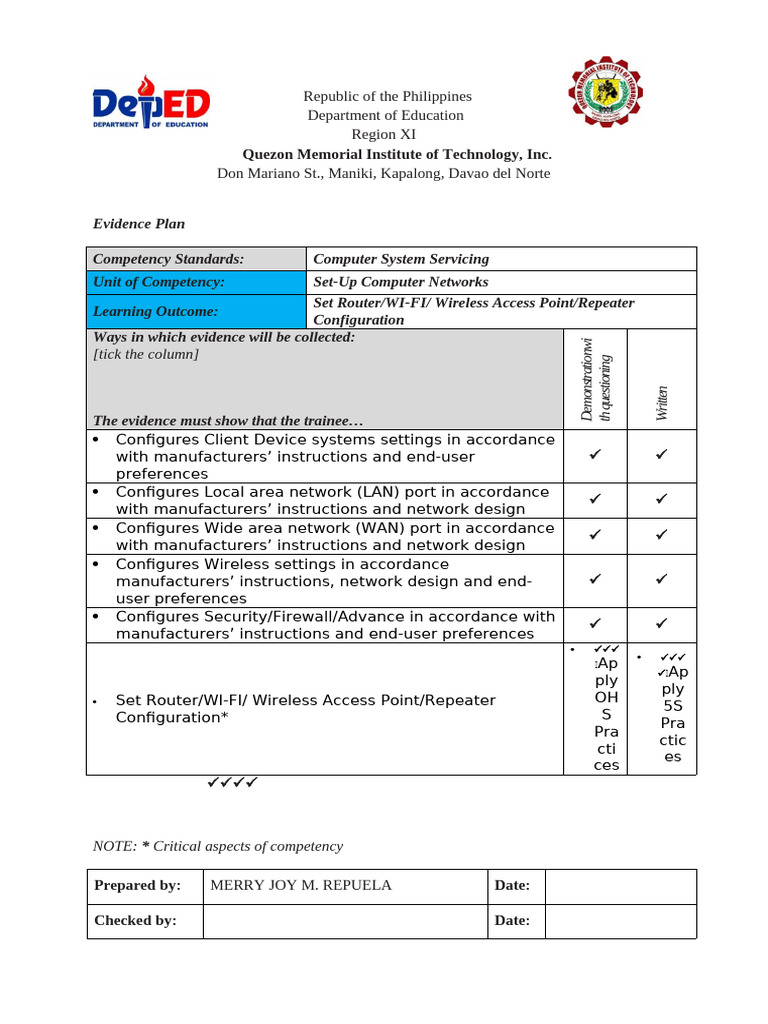 Computer Network Setup Evidence Plan | PDF | Computer Network | Local ...