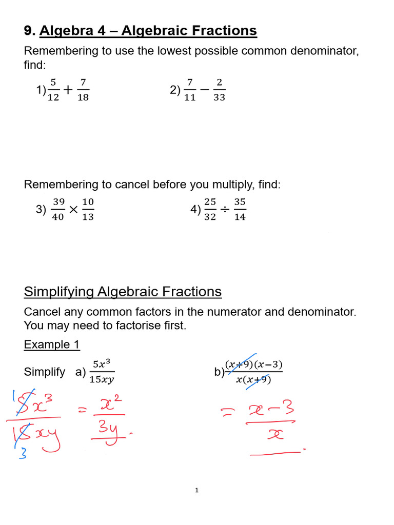 G1 Lesson 9 As - Algebra 4 - Worked Examples | PDF | Mathematical ...