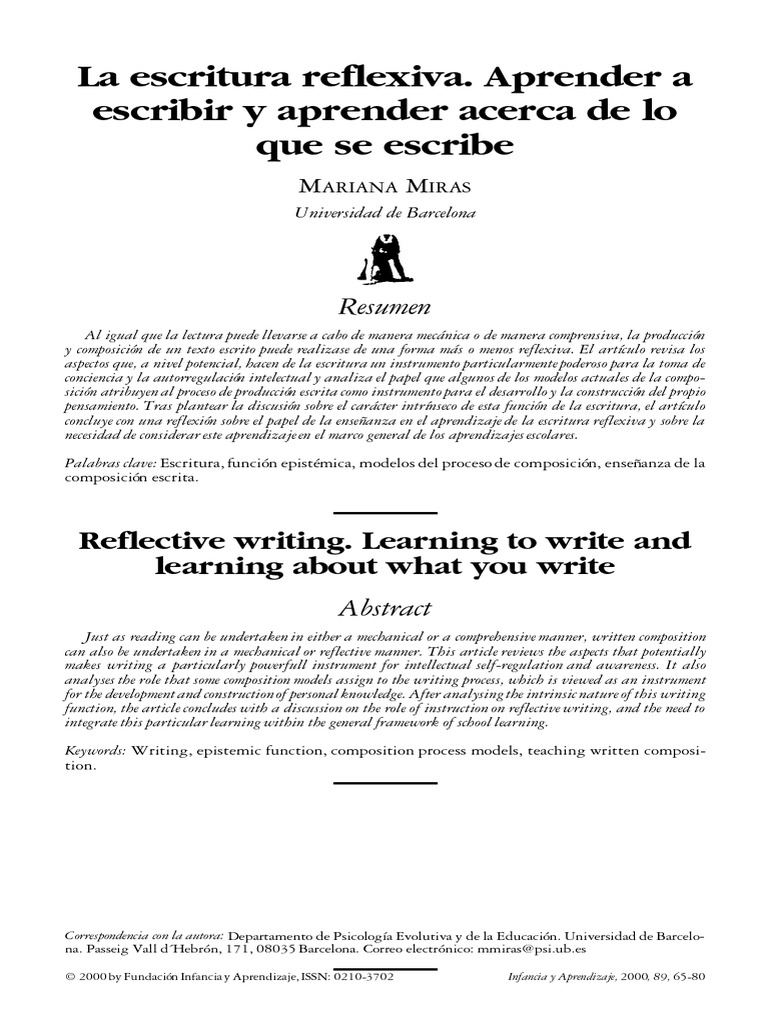 Escritura Reflexiva y Aprendizaje | PDF | Aprendizaje | Conocimiento
