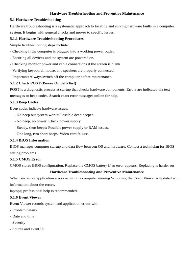 Hardware Troubleshooting Guide | PDF