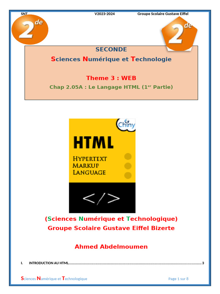 Introduction au Langage HTML | PDF | Élément HTML | Html