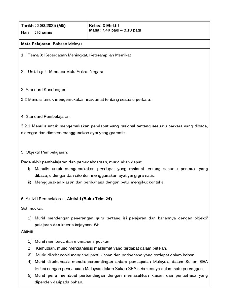 RPH 20 Mac 2025 Khamis (M5) | PDF