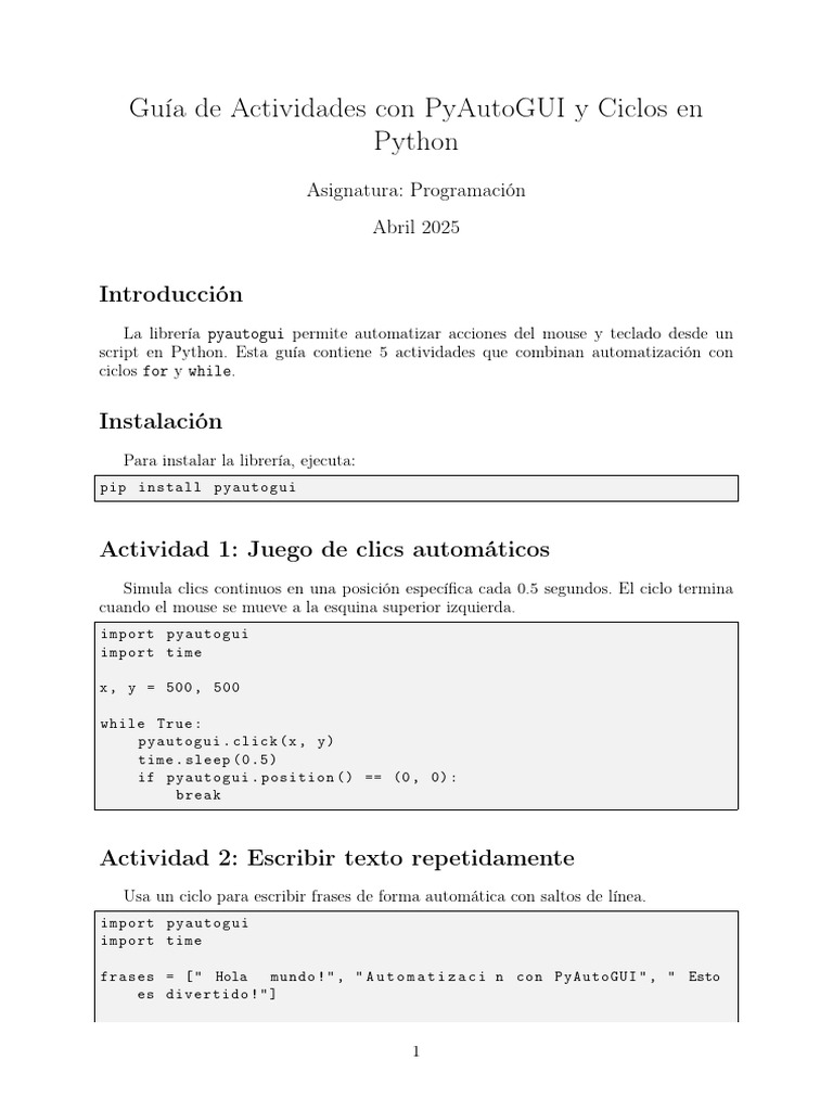 pyautogui (1) | PDF | Python (lenguaje de programación) | Informática