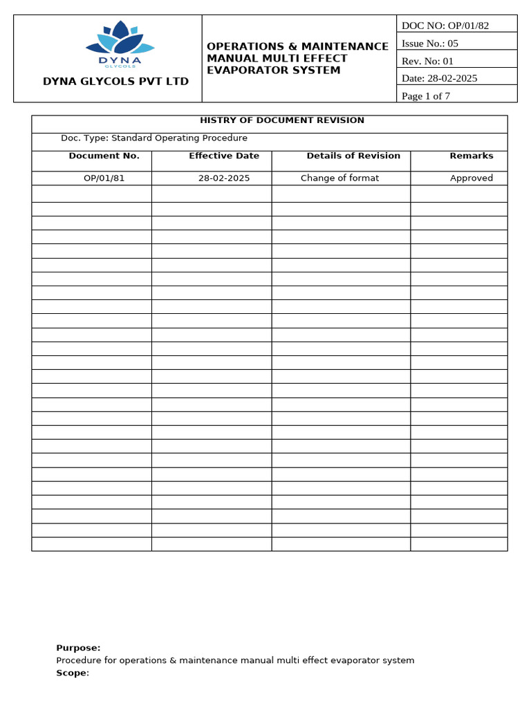 OCP-82 Procedure For MEE Operation | PDF | Pump | Valve