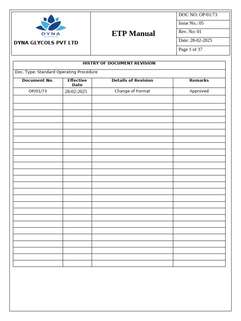 OCP 73 ETP Operation Manual | PDF | Ph | Water