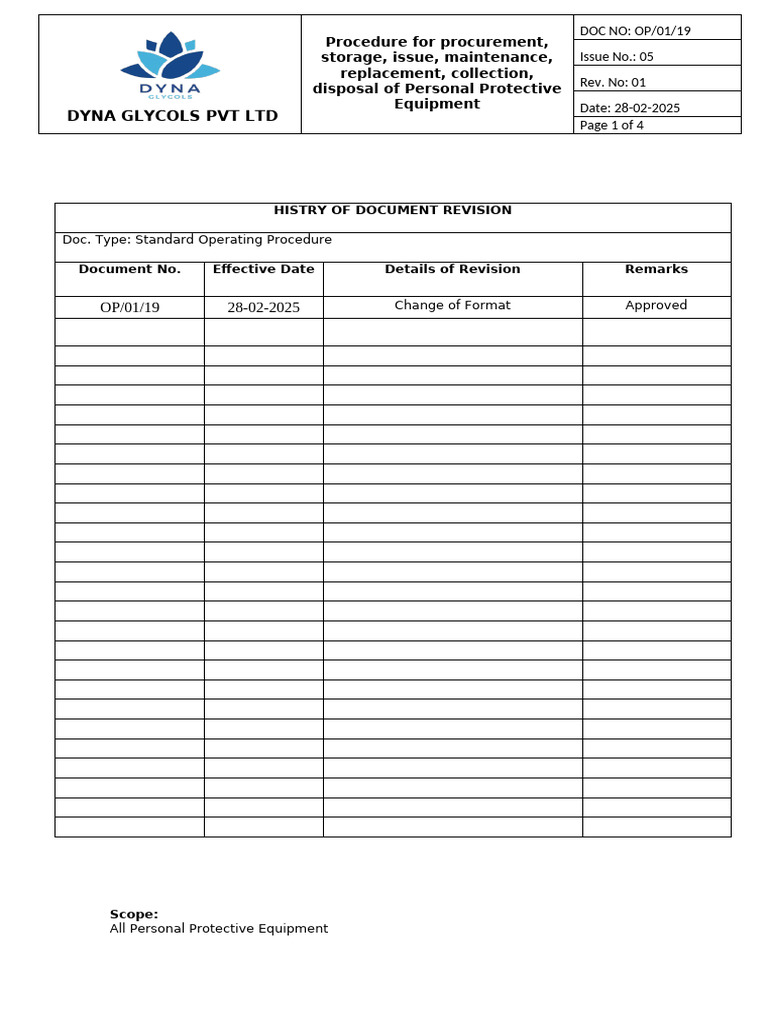 OCP-19-Procedure For PPE Storage | PDF | Personal Protective Equipment ...