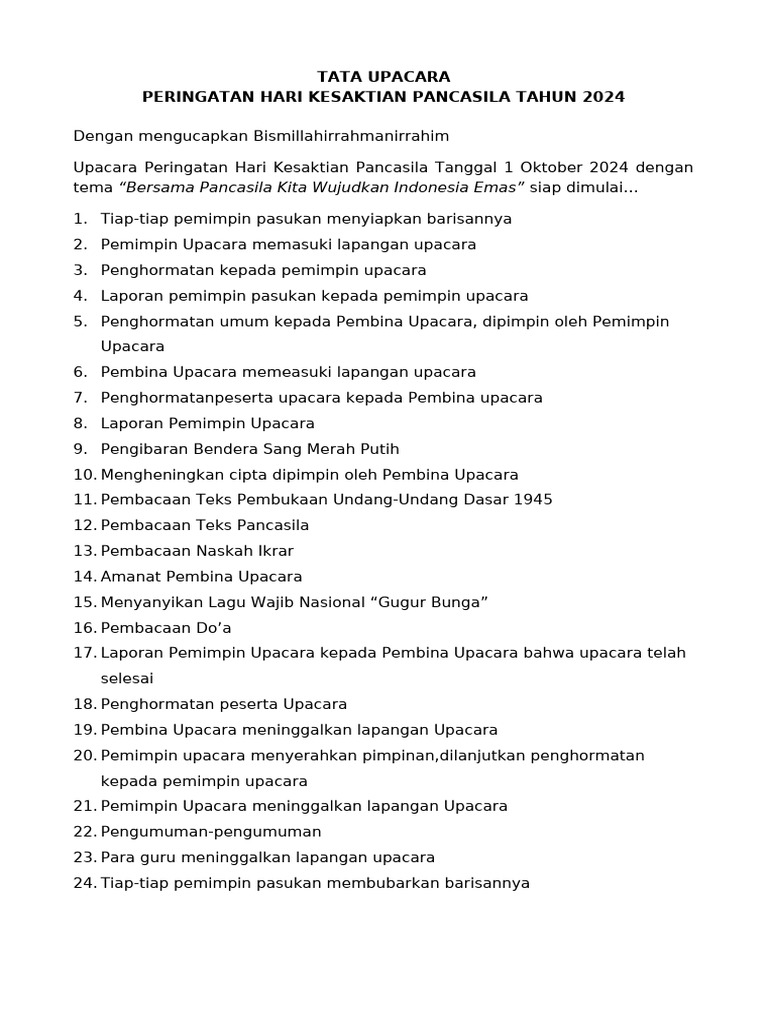 Tata Upacara Hapsak 2024 | PDF