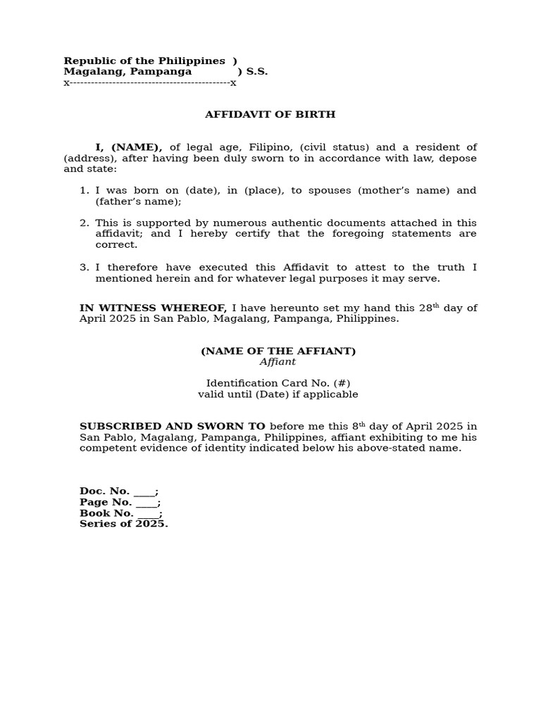 Affidavit, Birth | PDF
