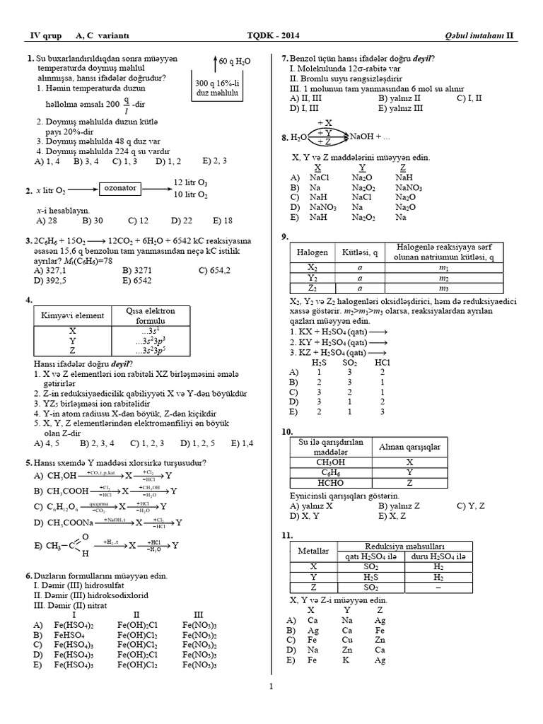 Kimya 20 Sinaq | PDF
