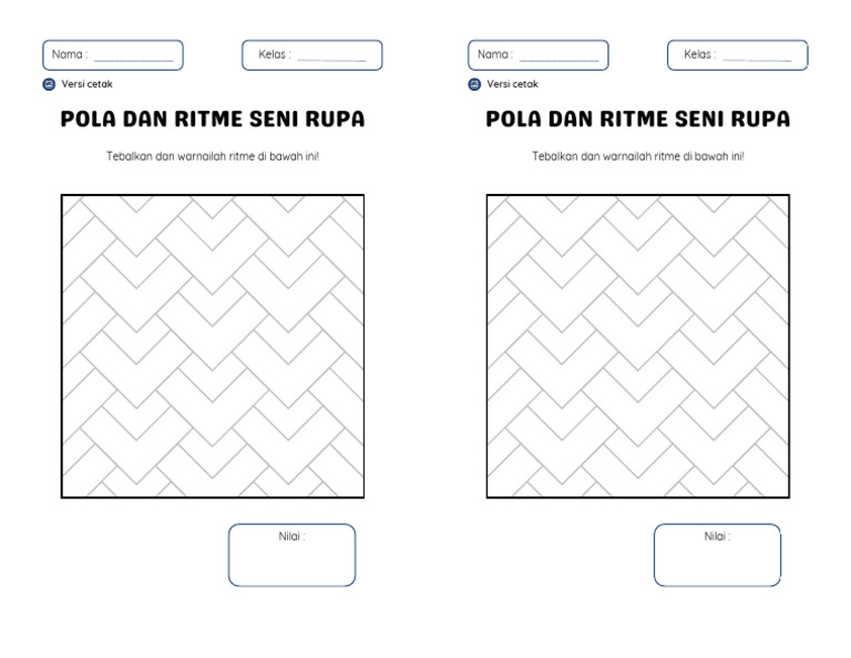 Pola Dan Ritme Seni Rupa Lembar Kerja SD Kelas 3 Biru Putih Ilustratif | PDF