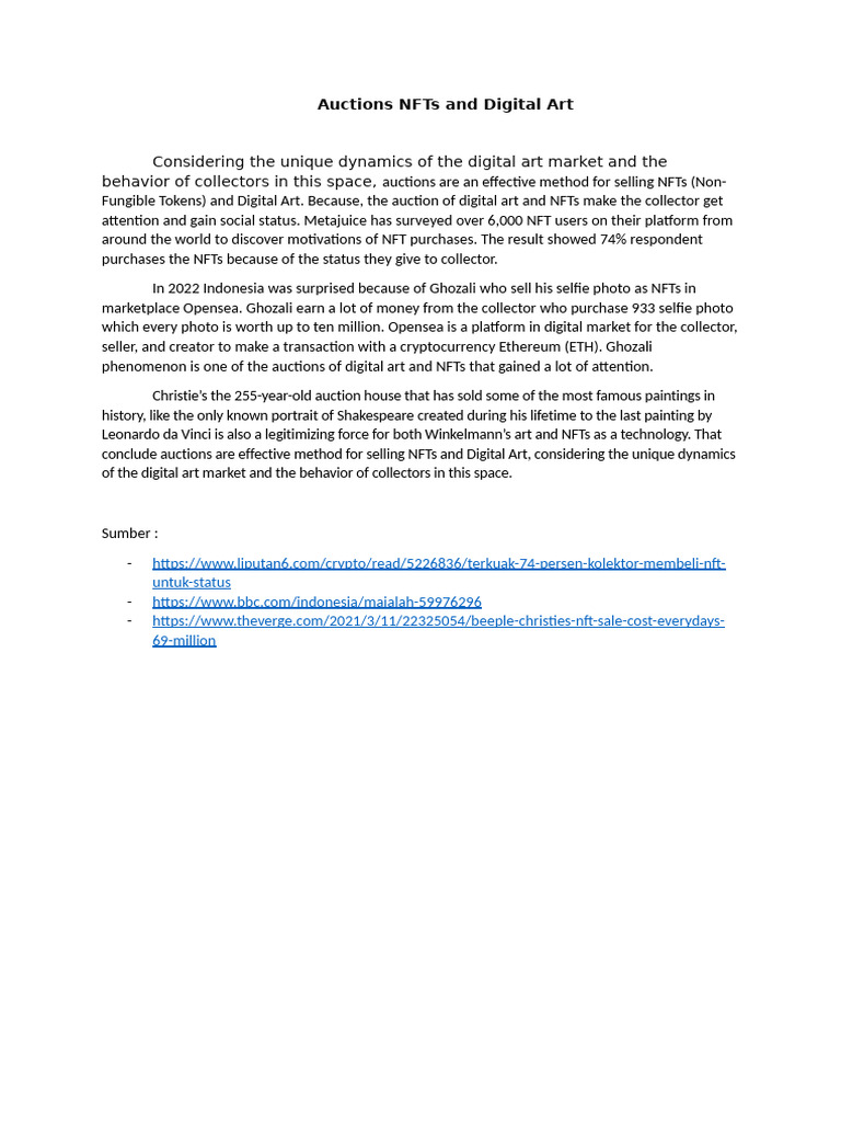 Auctions NFTs and Digital Art | PDF