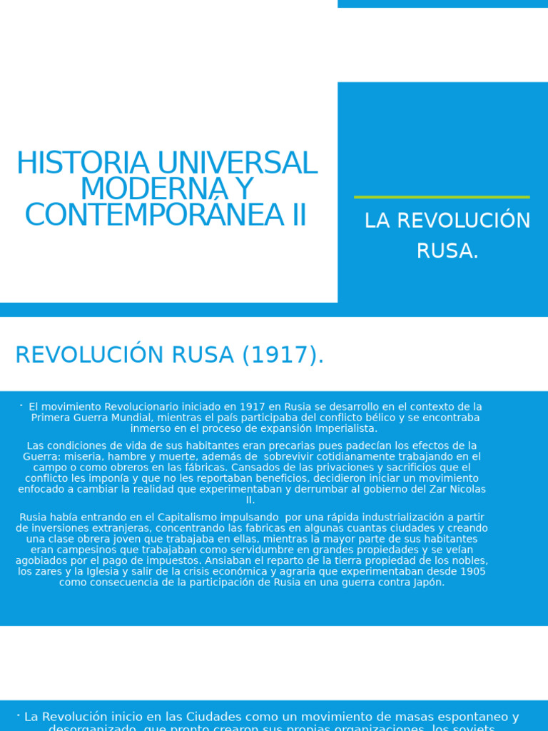 Historia Universal Moderna y Contemporánea II, Revolución Rusa. | PDF ...