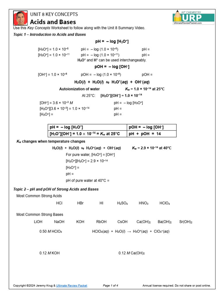mJC2AHWT1GpZdEoRUW2z - Unit 8 KEY CONCEPTS | PDF | Acid | Ph