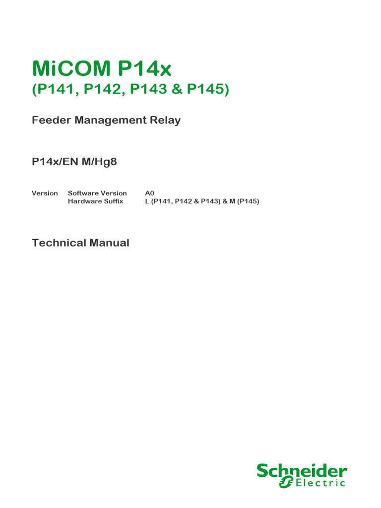 MiCOM P143 Relay Manual | PDF | Electrical Engineering | Electric Power
