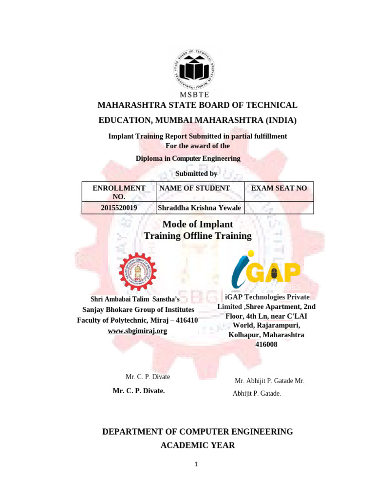 Implant Training Report: SBGI Miraj | PDF | Html Element | Html
