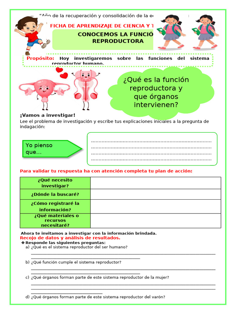 Ficha-Mart-Cyt-Conocemos La Función Reproductora | PDF | Sistema ...