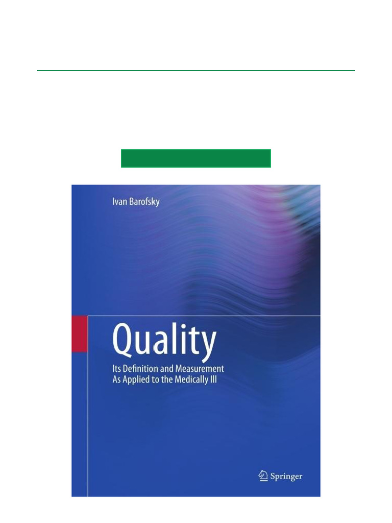 Quality Measurement for the Medically Ill | PDF | Psychometrics ...