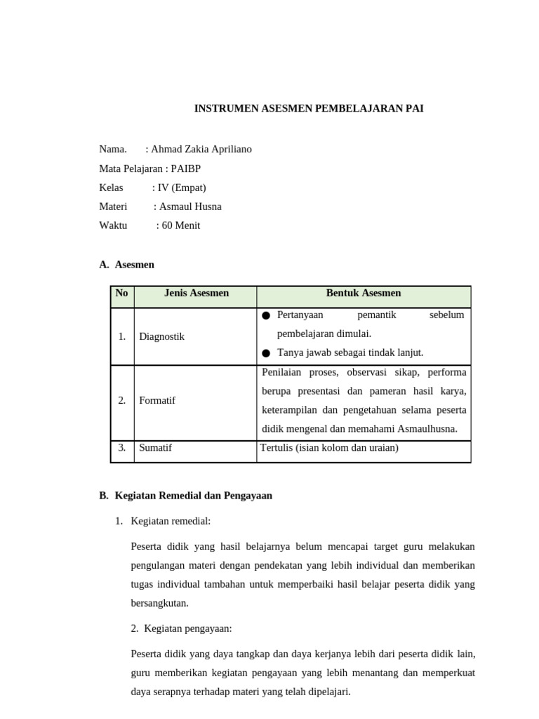 UTS Instrumen Asesmen Pembelajaran PAI | PDF