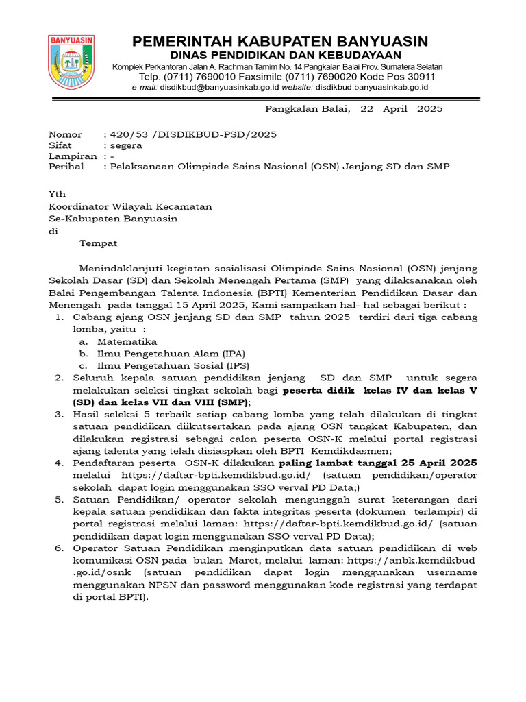 Pelaksanaan OSN | PDF