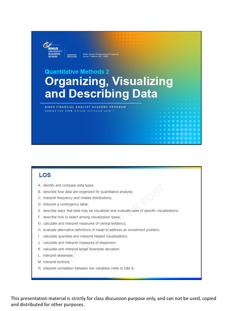 Quantitative Methods - Organizing, Visualizing and Describing Data | PDF | Data | Categorical ...