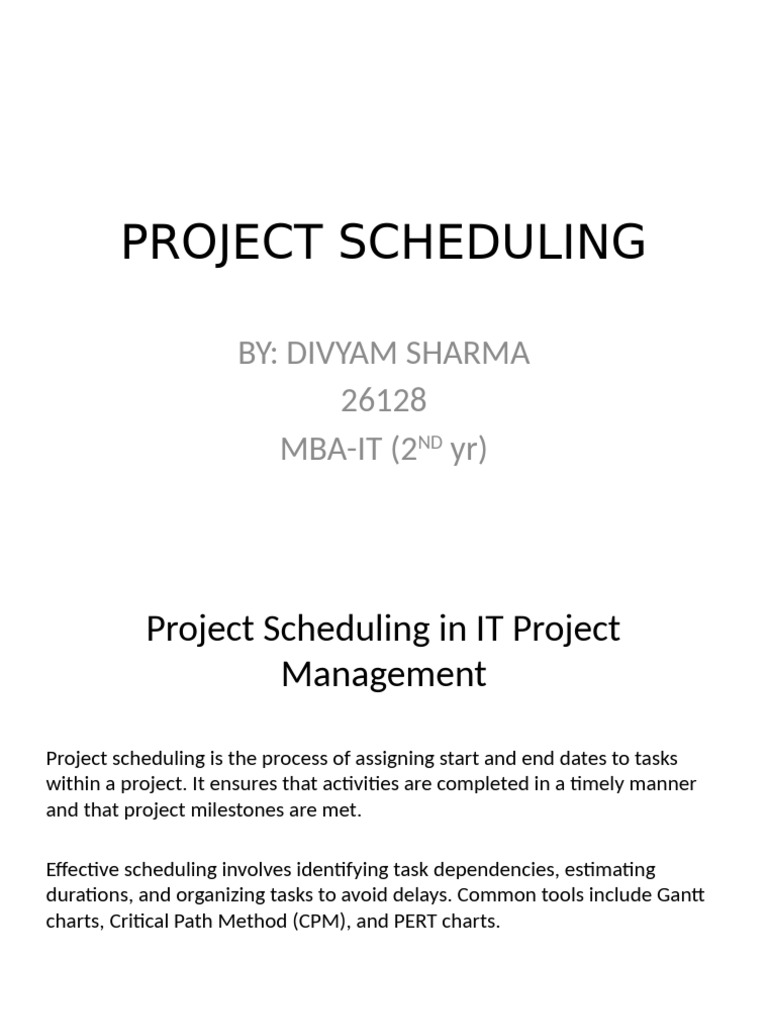 IT Project Management Project Scheduling - DIVYAM SHARMA | PDF