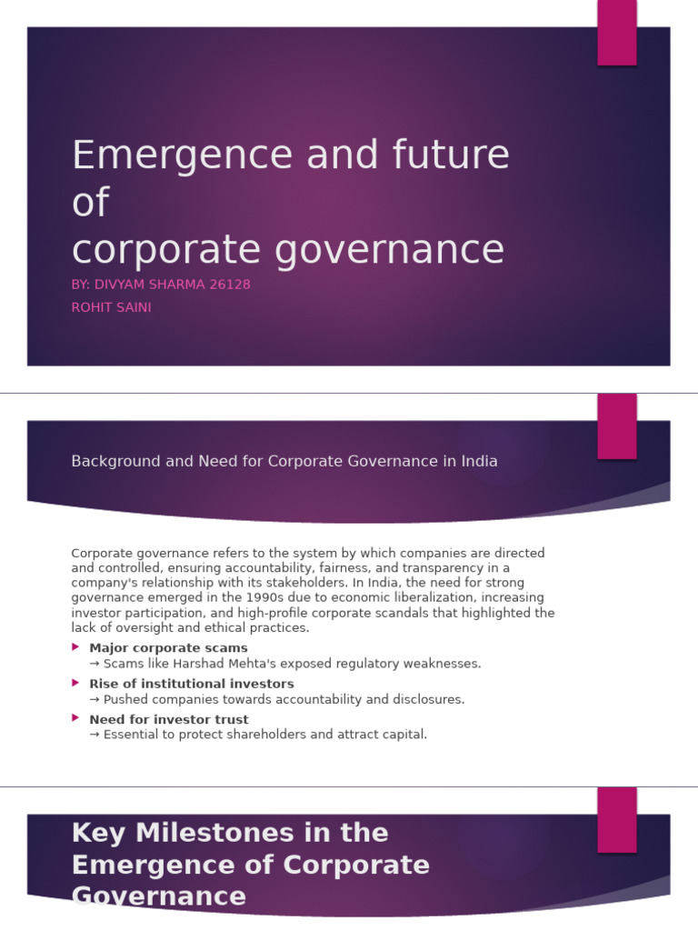 Emergence and Future of Corporate Governance | PDF | Governance ...
