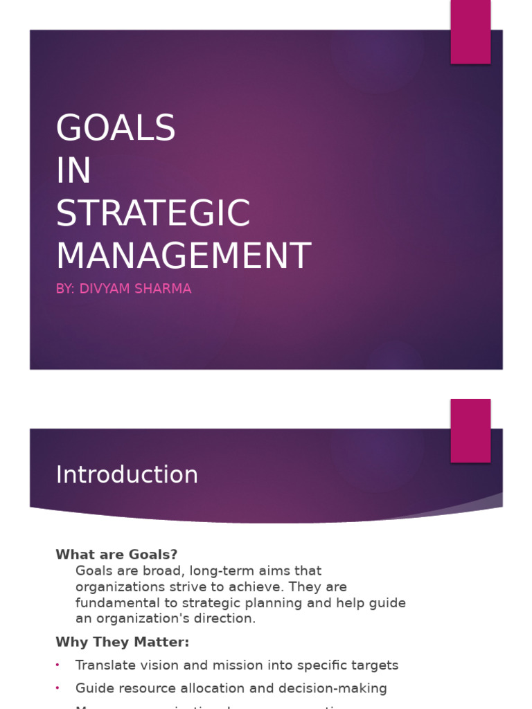 Strategic Management Goals - DIVYAM SHARMA | PDF