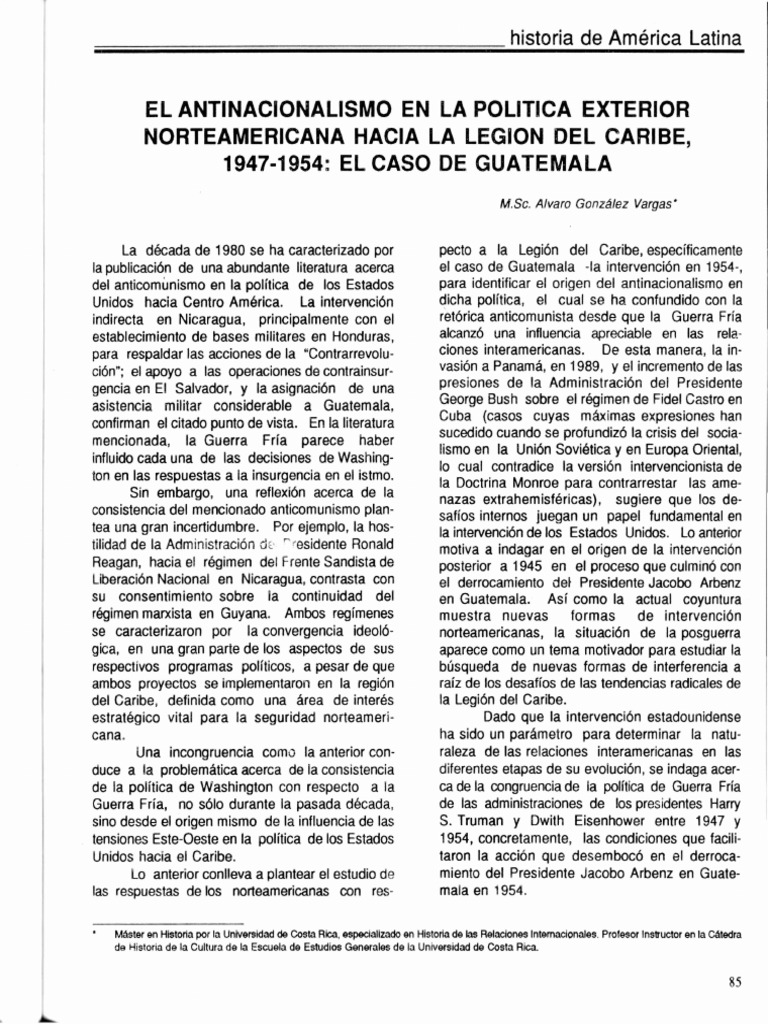 El Antinacionalismo en La Politica Exterior Norteamericana Hacia La ...