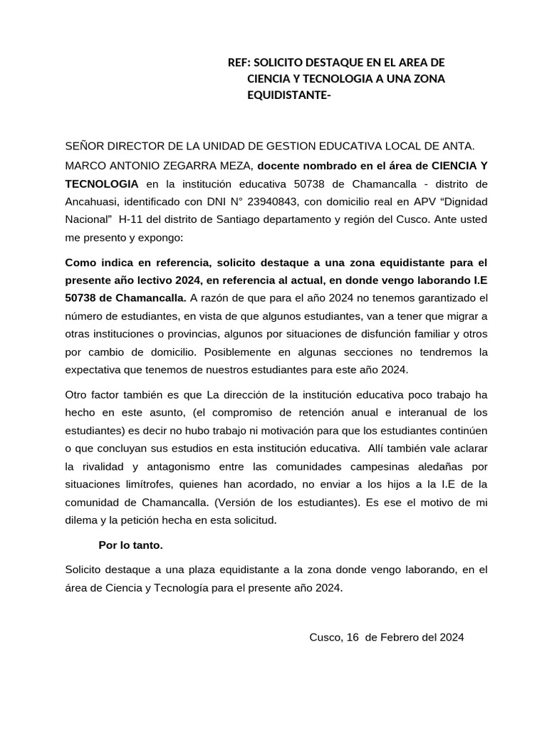 Solicitud de Destaque en Ciencia y Tecnología | PDF