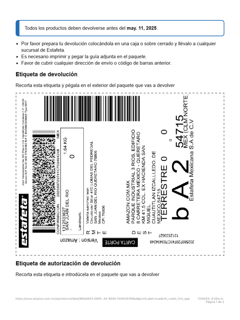 Centro de Devoluciones | PDF