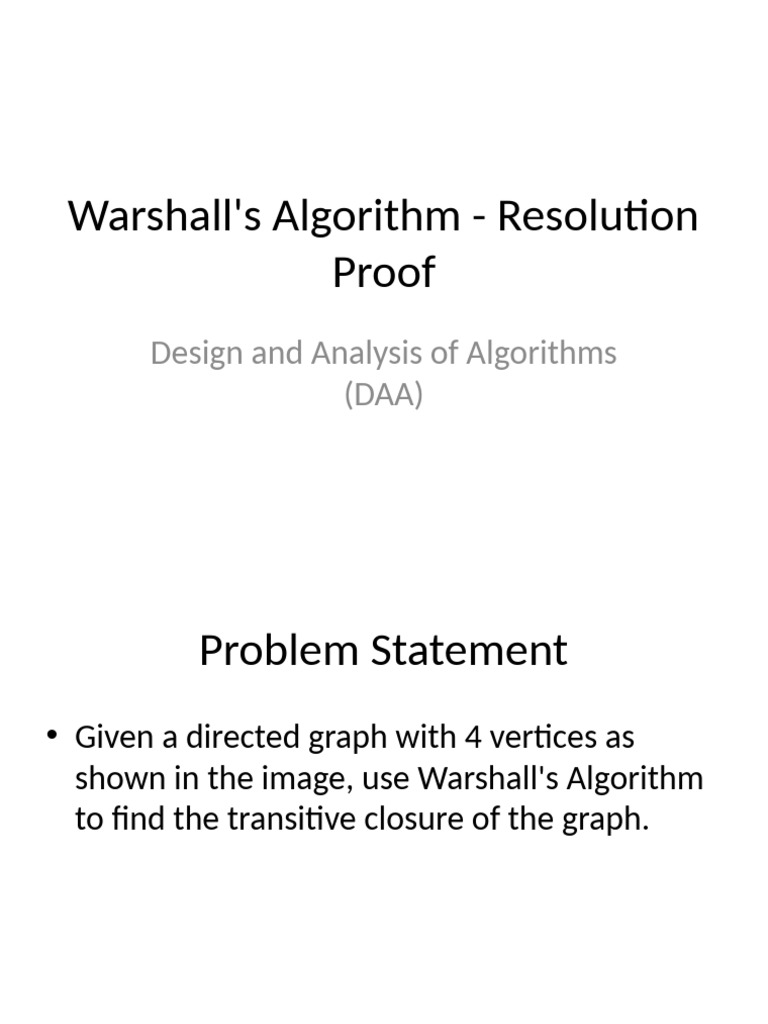 Warshalls Algorithm Presentation | PDF