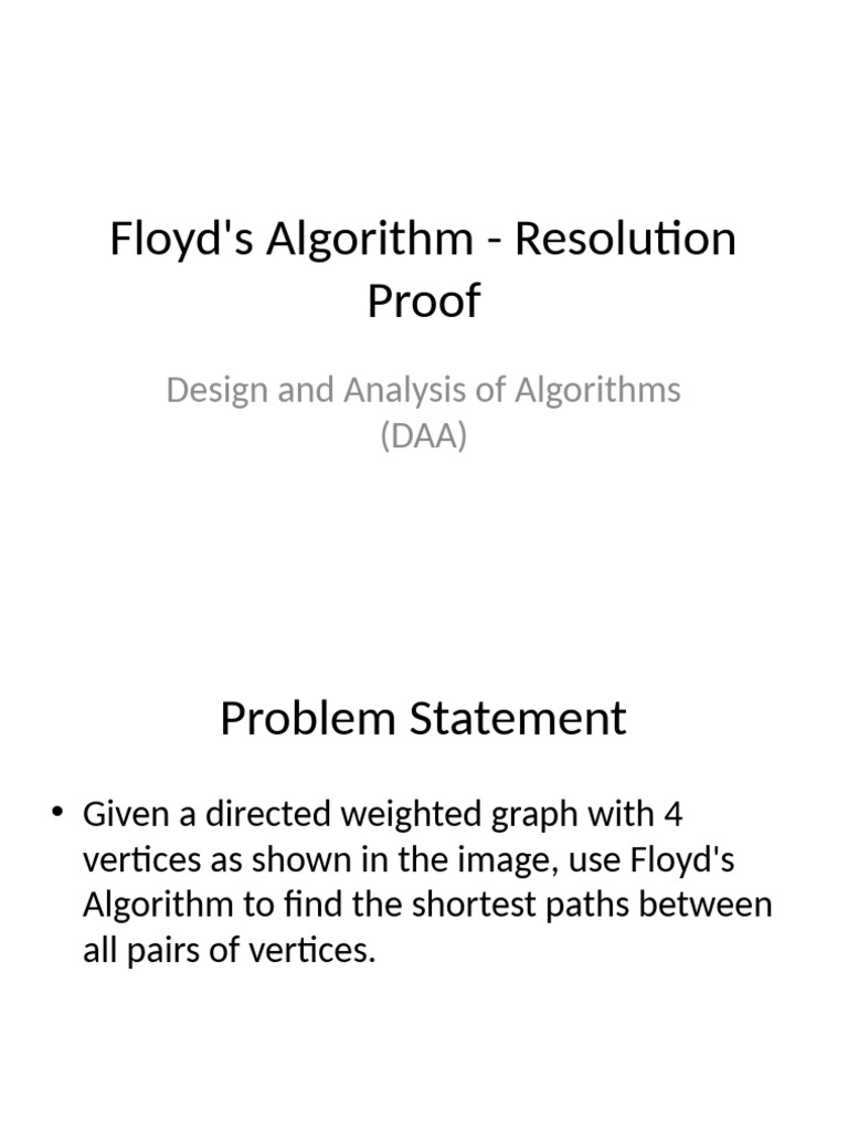 Floyds Algorithm Presentation 15 Slides | PDF