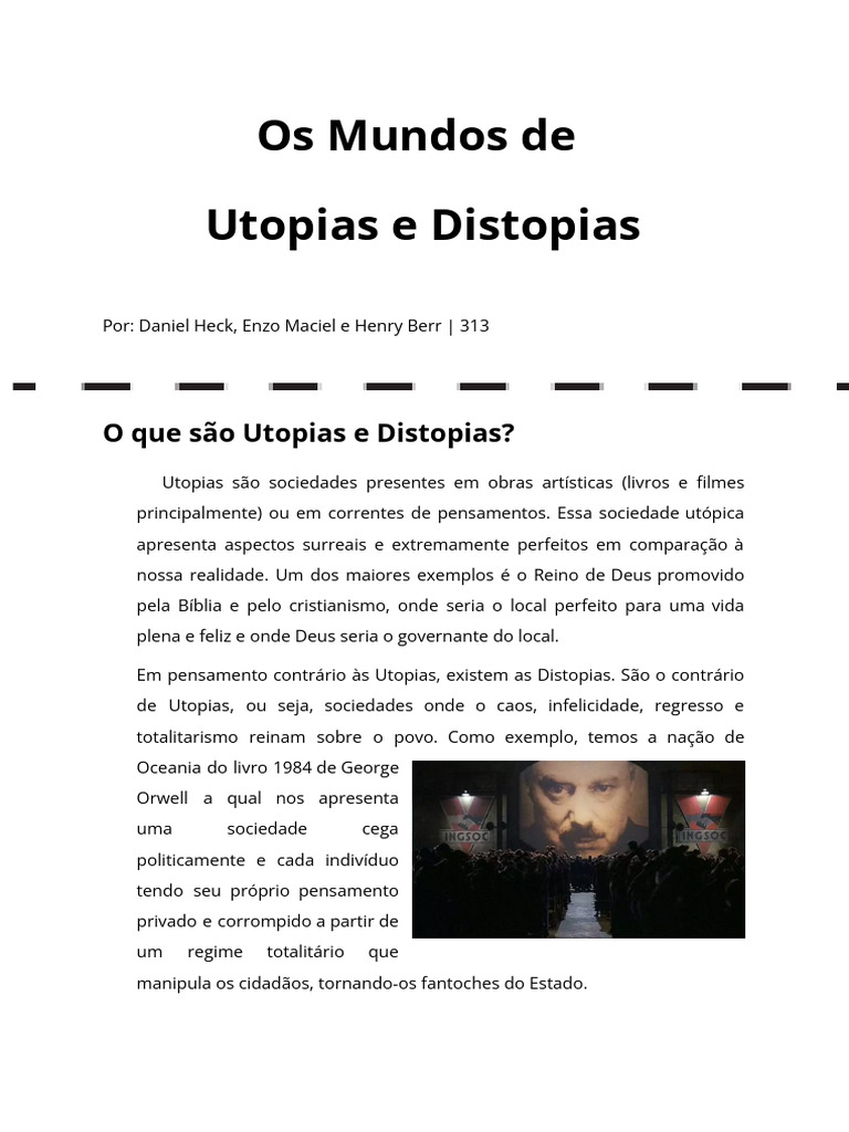 Utopias e Distopias: Conceitos e Impactos | PDF | Utopia | Totalitarismo