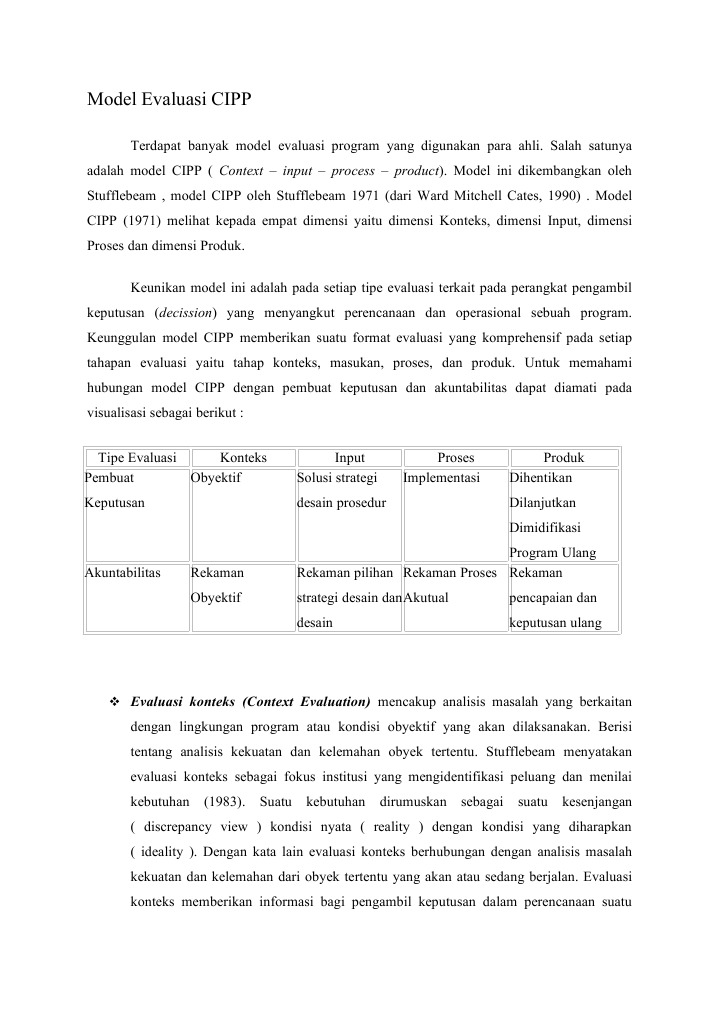 Model Evaluasi CIPP | PDF