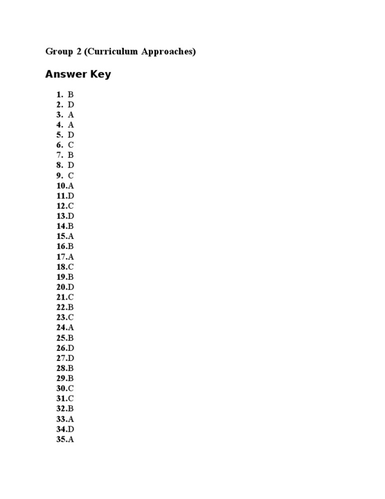 Group 2 (Curriculum Approaches) Answer Key | PDF | Teaching Methods ...