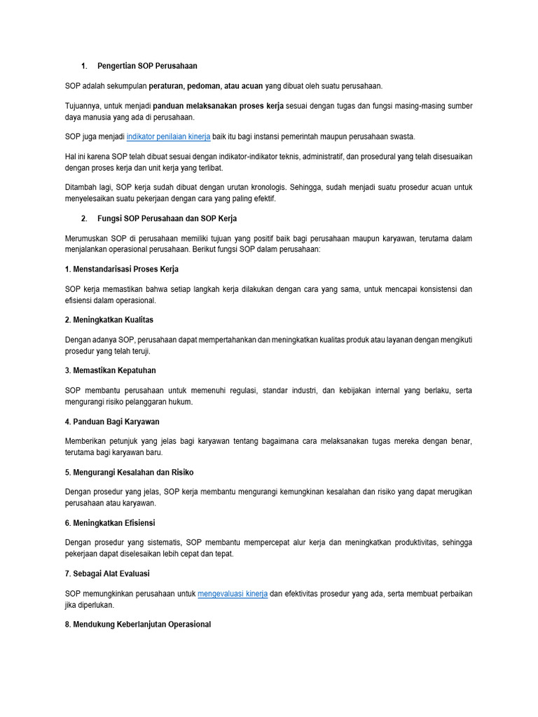 Pengertian SOP Perusahaan | PDF