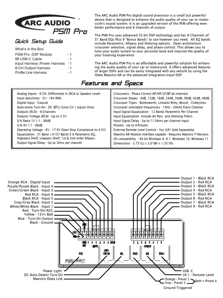PSM Pro: Features and Specs | PDF | Equalization (Audio) | Digital Signal Processing