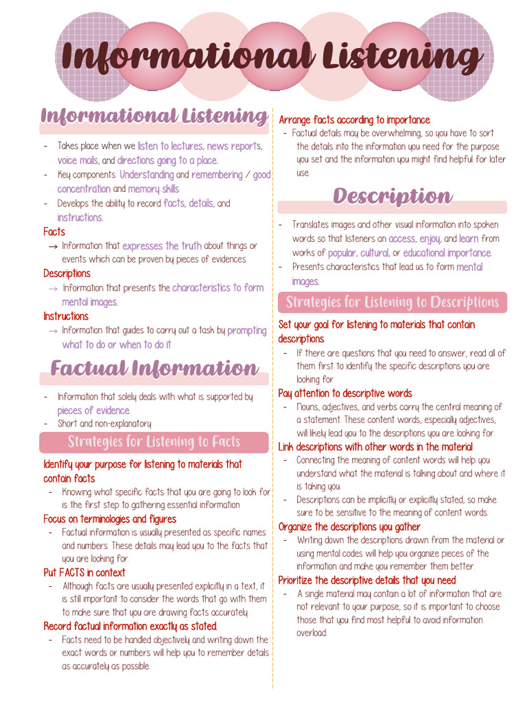Strategies for Informational Listening | PDF | Information | Adjective