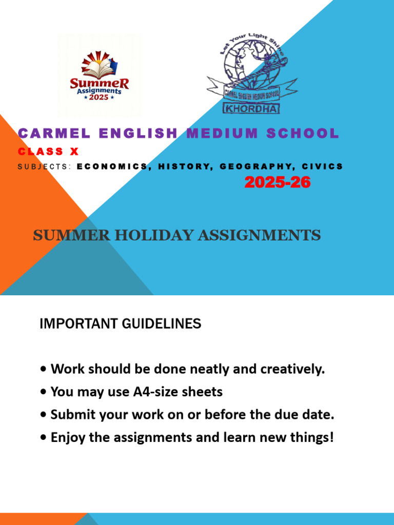 Summer Holiday Assignments ClassX | PDF