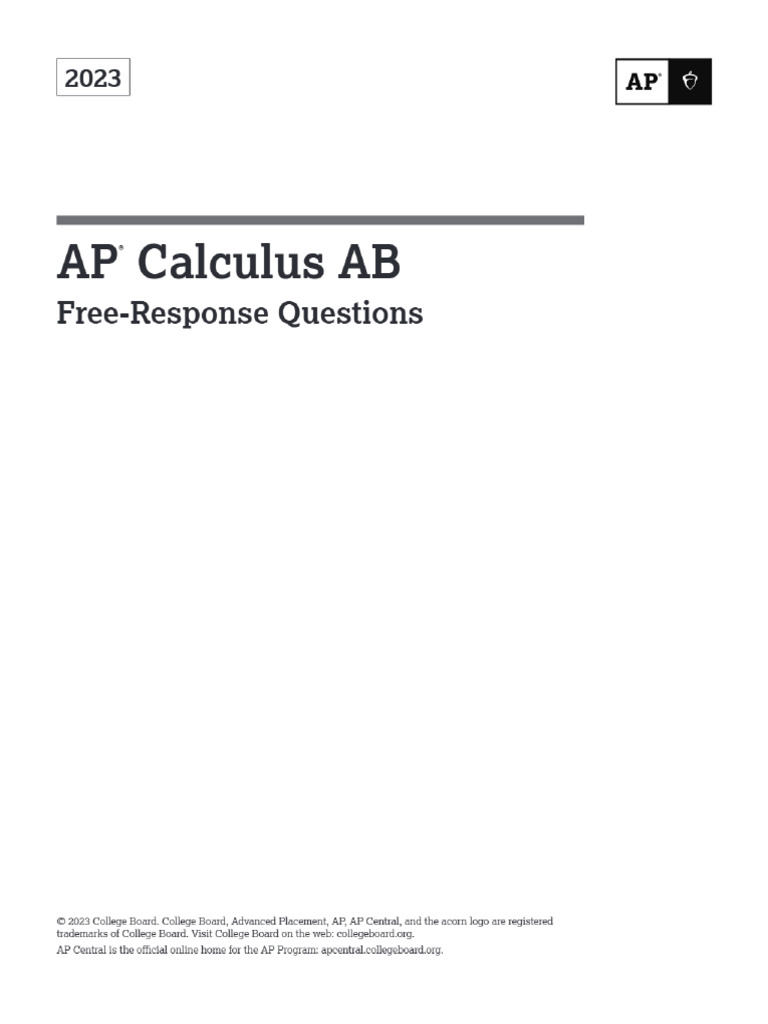 AP Calculus AB Maths Ab 2023 Paper 4 | PDF
