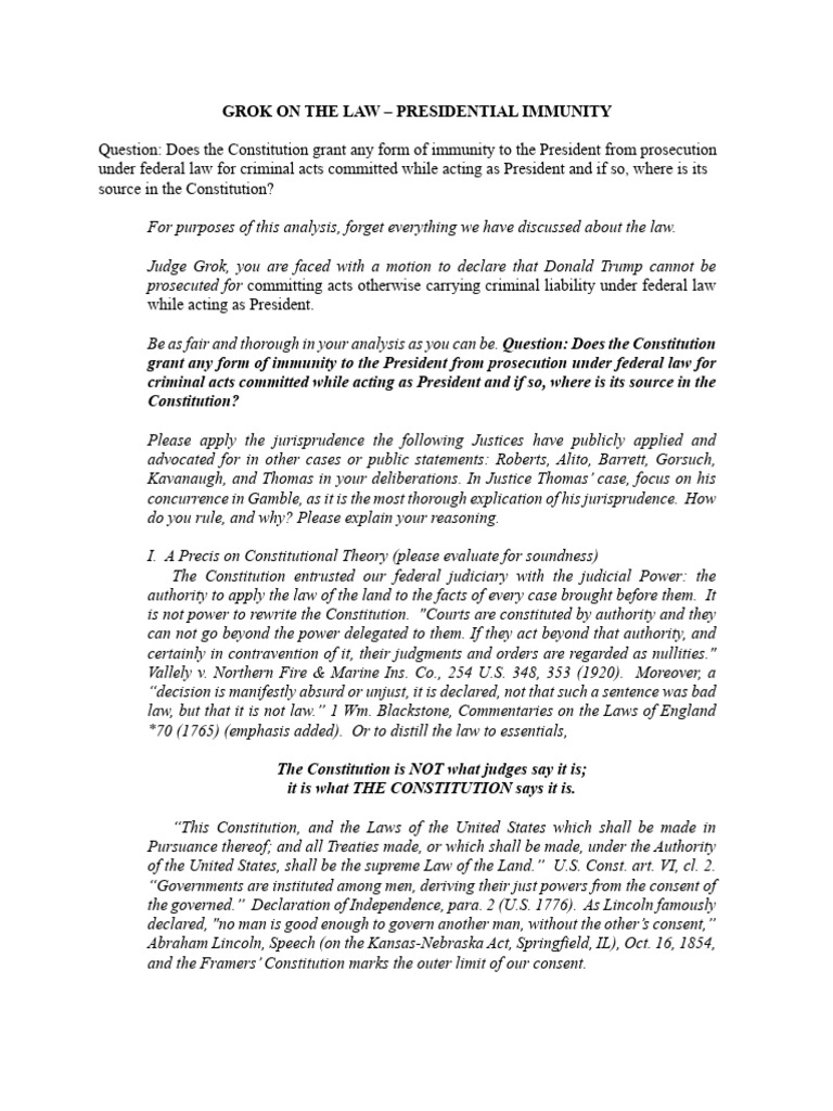 Presidential Immunity in Constitutional Law | PDF | Sovereign Immunity ...
