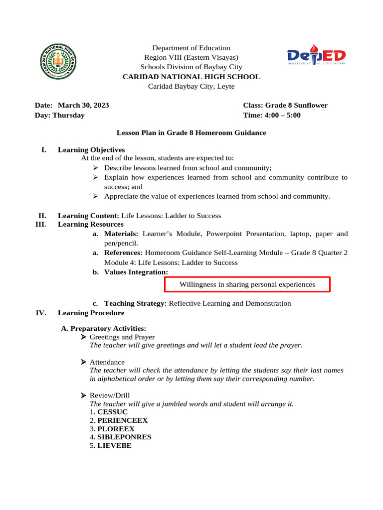 Homeroom Guidance_Quarter 2_Module 4_Grade 8 | PDF | Learning | Disciplines