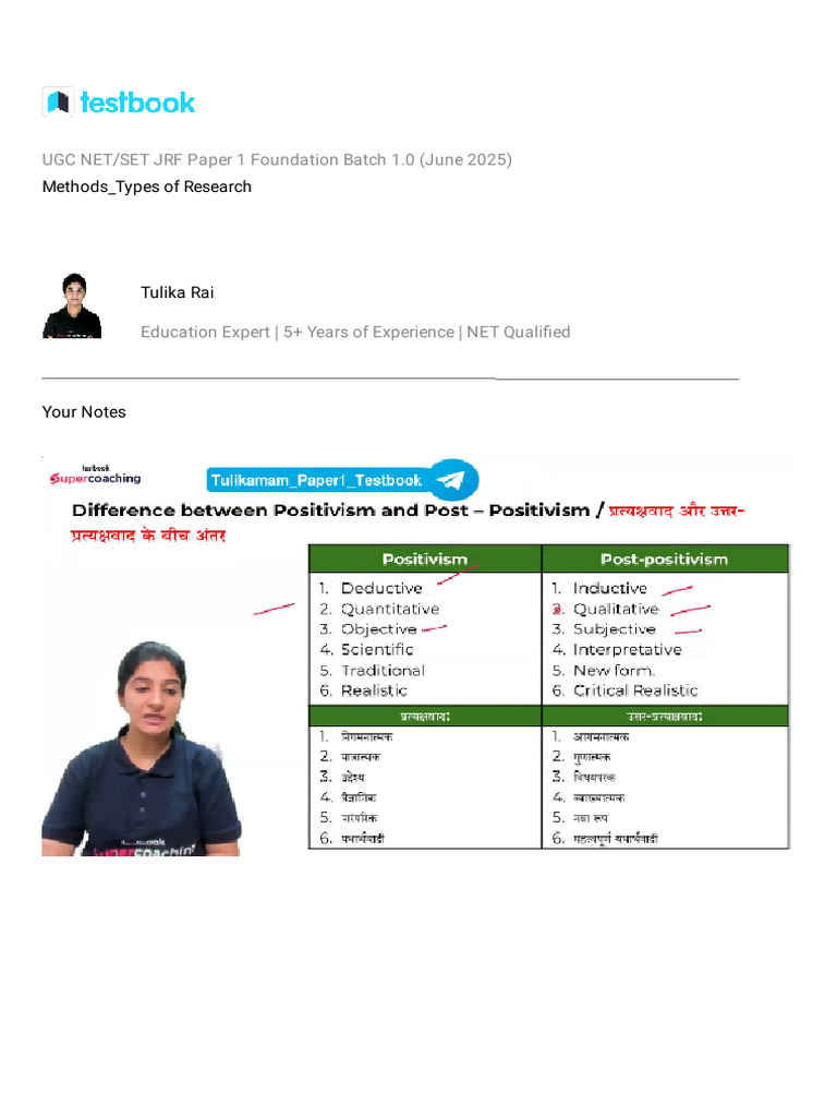 Methods - Types of Research - Notes | PDF