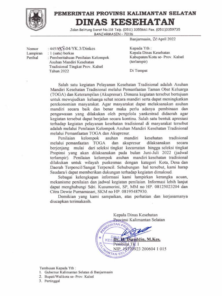 Surat Penilaian Asman Toga | PDF