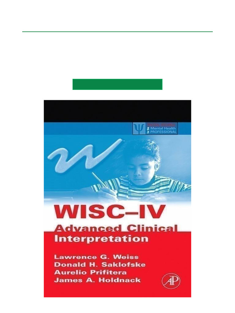 WISC IV Advanced Clinical Interpretation Reference Book Download | PDF ...