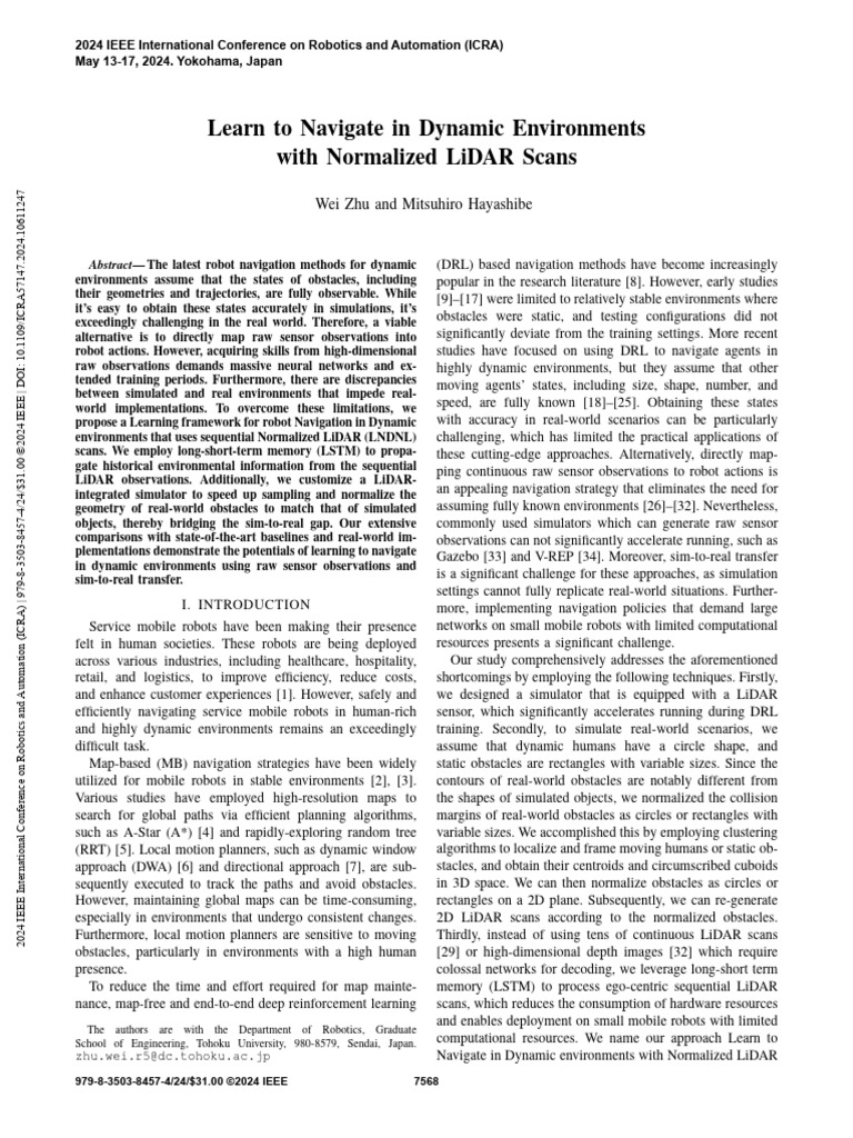 Learn To Navigate in Dynamic Environments With Normalized LiDAR Scans ...