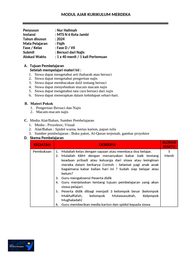 Modul Ajar Nur Halimah | PDF