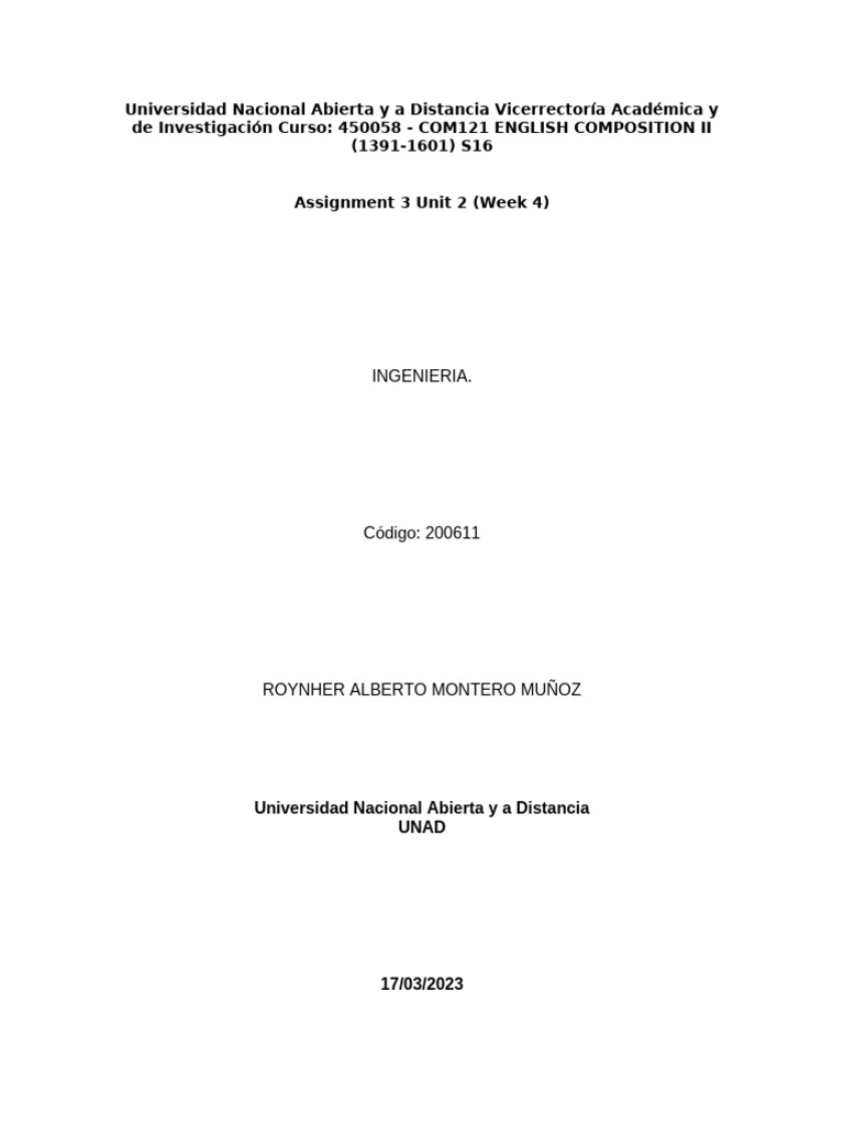 Assignment 3 Unit 2 (Week 4) | PDF